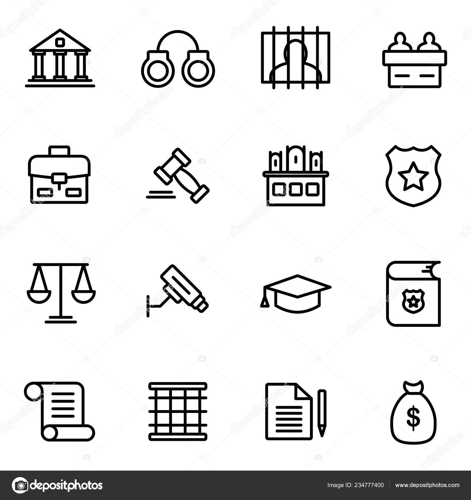 Law Icons Pack Isolated Symbols Collection Stock Vector by ©ware 234777400