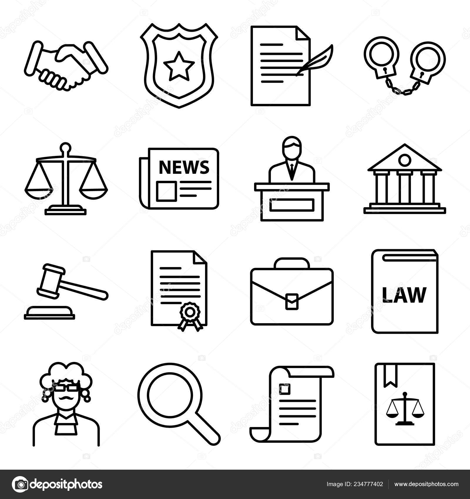 Law Icons Pack Isolated Symbols Collection Stock Vector by ©ware 234777402 Law Icons Pack Isolated Symbols Collection Stock Vector by ©ware 234777402