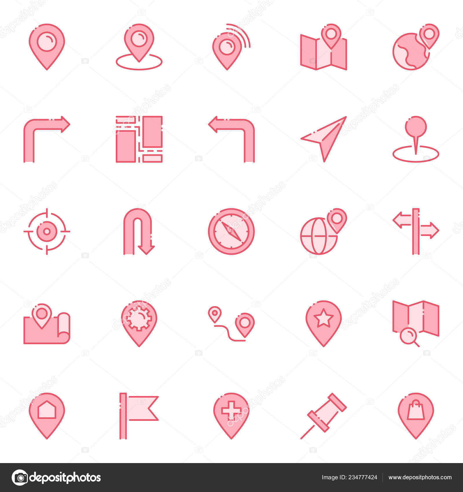 Map Navigation Icons Pack Isolated Symbols Collection Stock Vector by ...