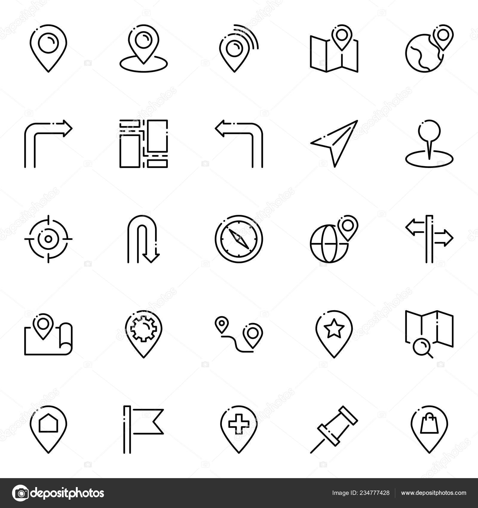 Map Navigation Icons Pack Isolated Symbols Collection Stock Vector by ...