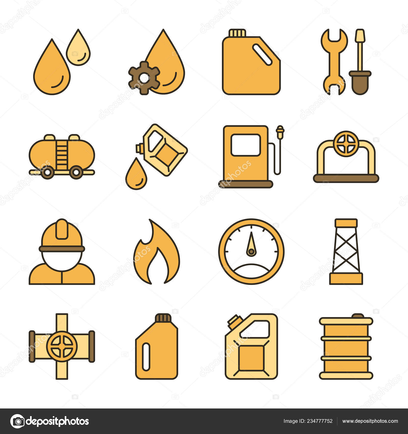 Pack D'icônes Huile Collection Symboles Isolés Vecteur par ©ware 234777752