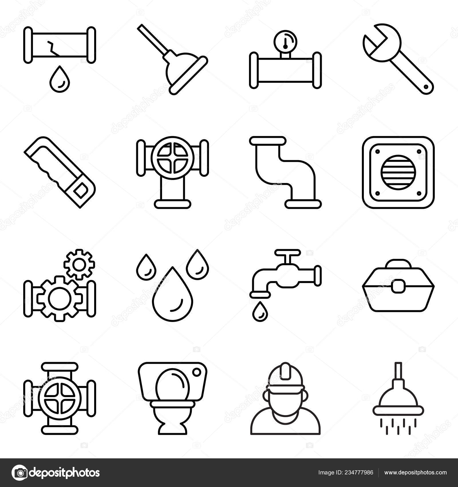 Plumber Icons Pack Isolated Symbols Collection Stock Vector by ©ware ...