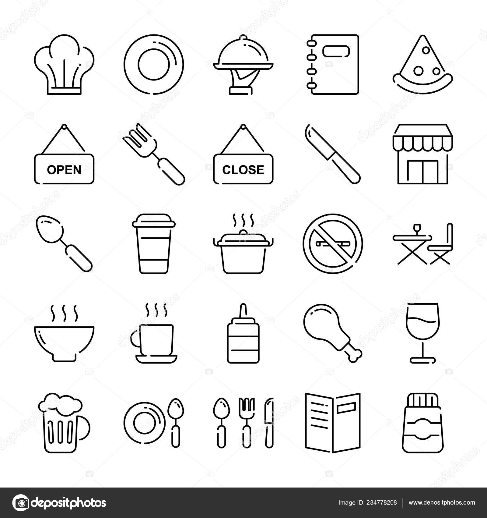 Restaurante Icons Pack Coleção Símbolos Isolados Stock Vector by ©ware ...
