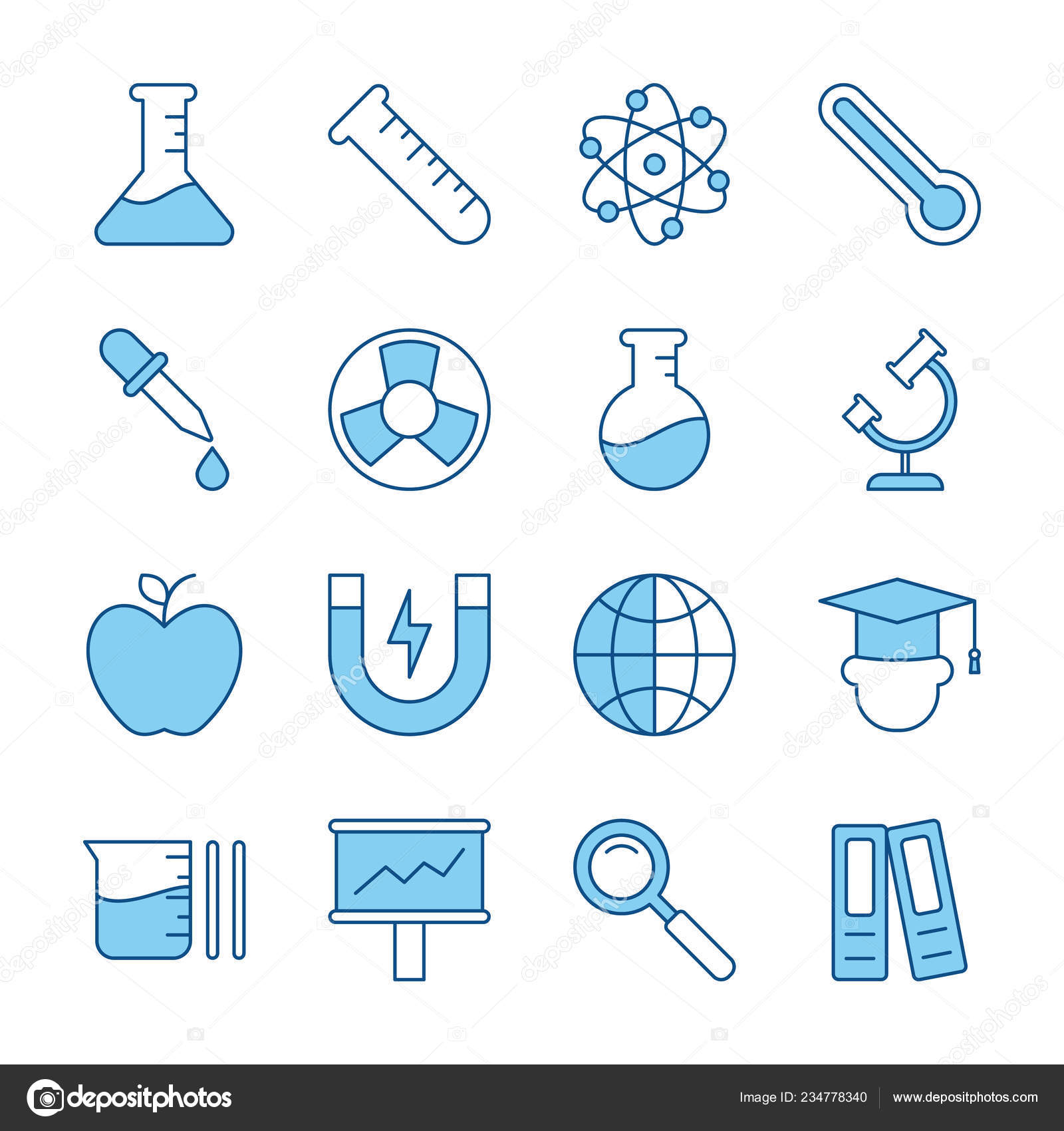 Paquete Iconos Científicos Colección Símbolos Aislados Vector de stock ...