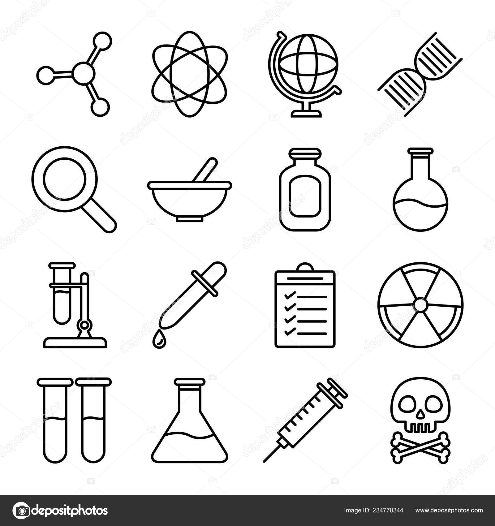 Paquete Iconos Científicos Colección Símbolos Aislados vector, gráfico ...