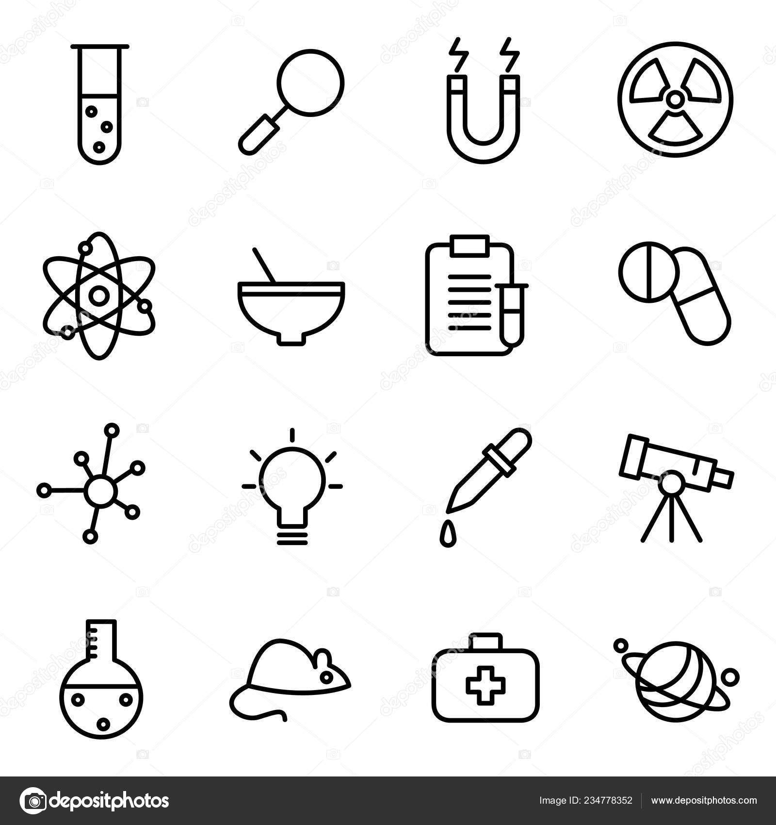 Paquete Iconos Científicos Colección Símbolos Aislados vector, gráfico ...