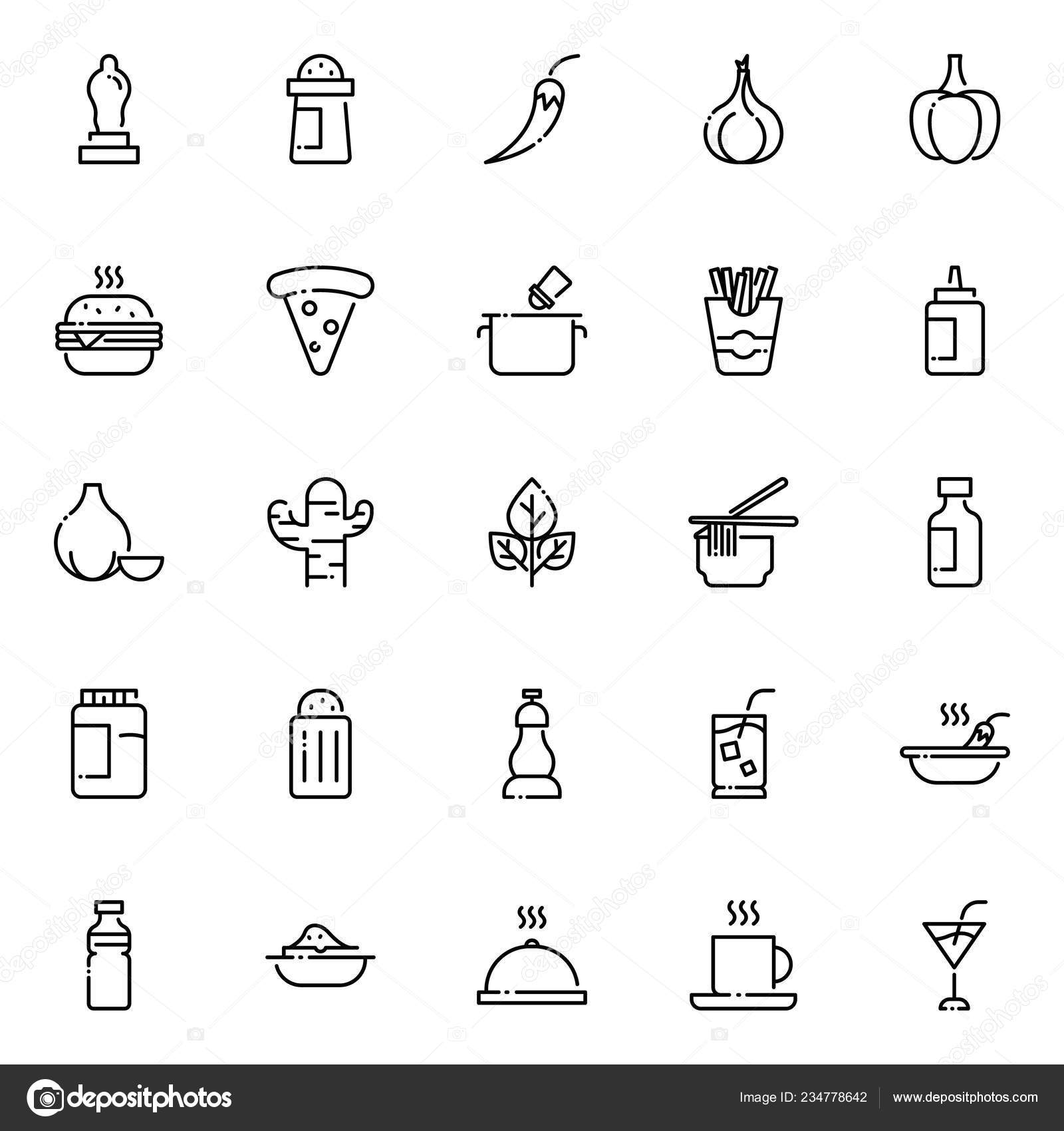 Les Icônes D'épices Emballent Collection Symboles Isolés Vecteur par ...
