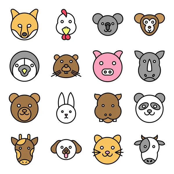 Pack Iconos Animales Colección Símbolos Aislados Vector de stock ...