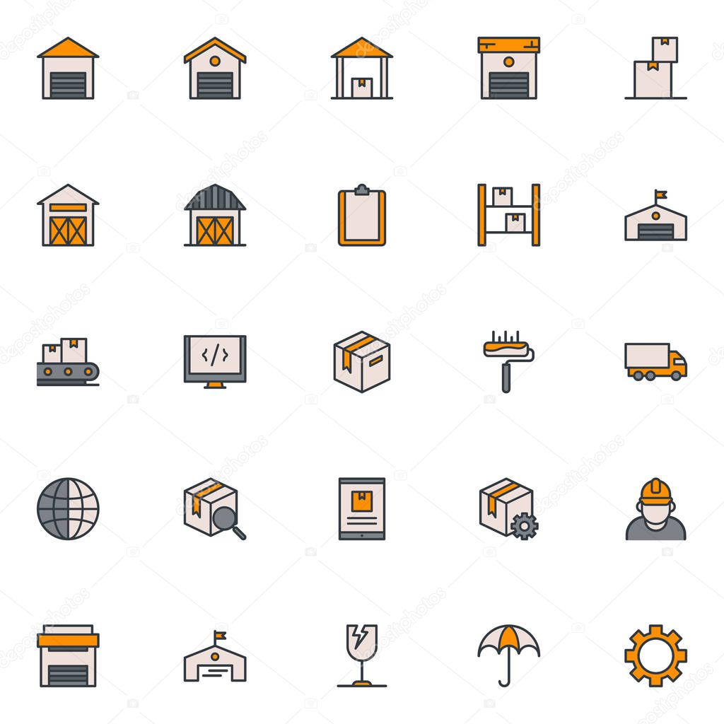 Paquete Iconos Almacén Colección Símbolos Aislados Vector de stock por ...