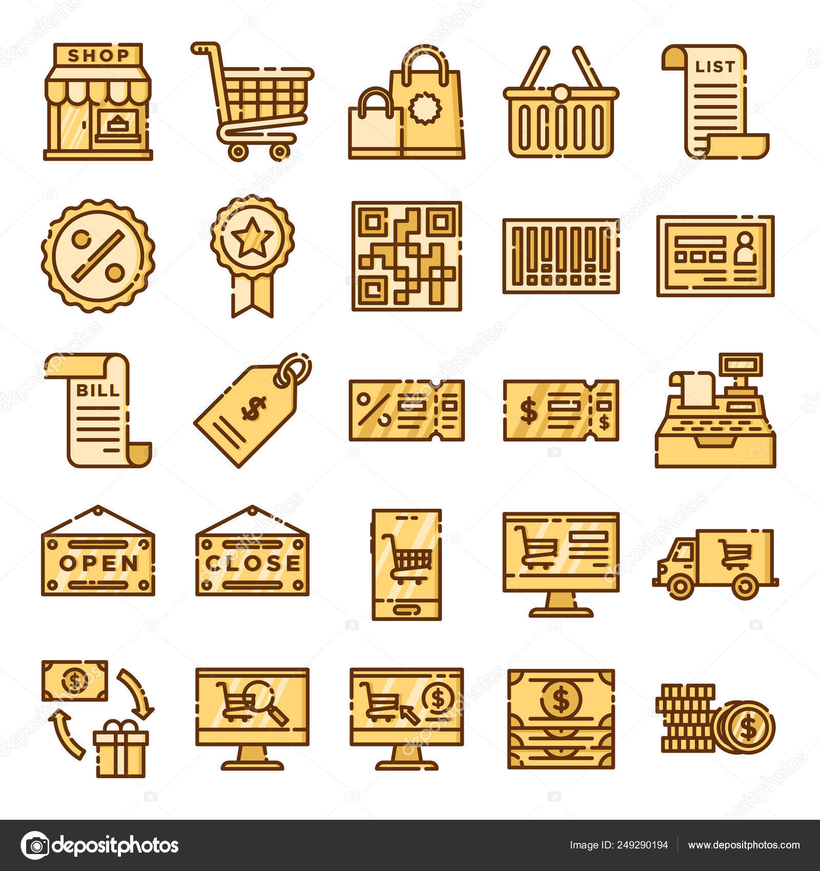 Retail Icons Pack Isolated Retail Symbols Collection Graphic Icons ...