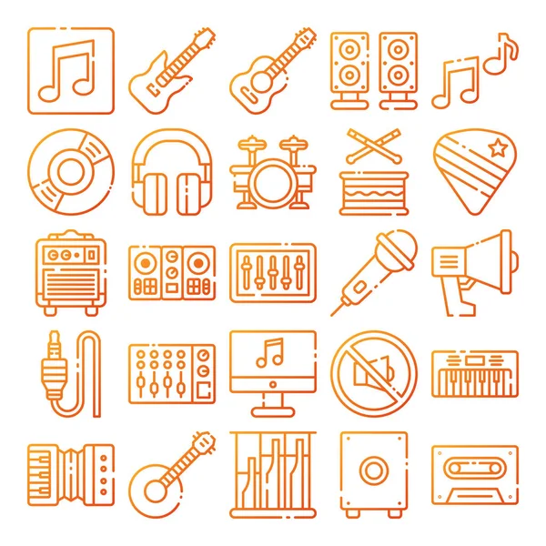 Paquete Iconos Musicales Colección Símbolos Aislados Vector de stock ...
