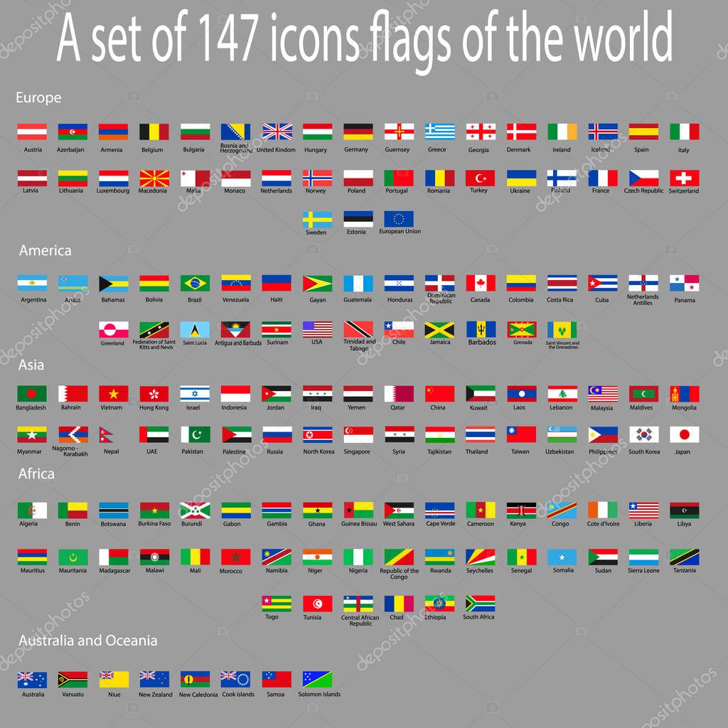 Un conjunto de iconos con banderas de países de todo el mundo ...
