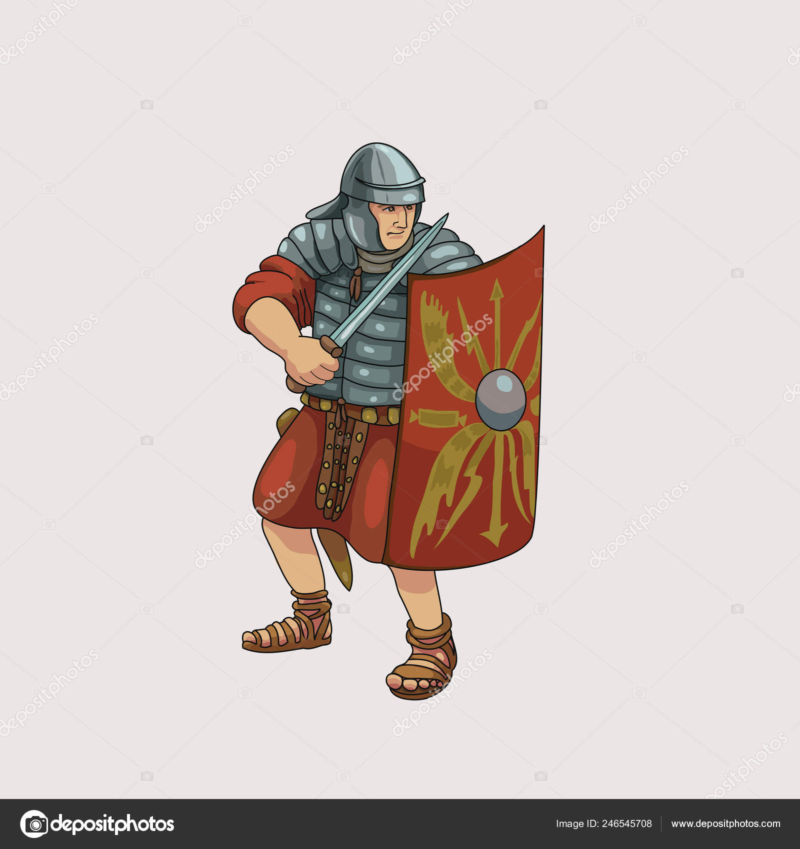 Vector Illustration Depicts Warrior Legionnaire Ancient Rome Armed ...