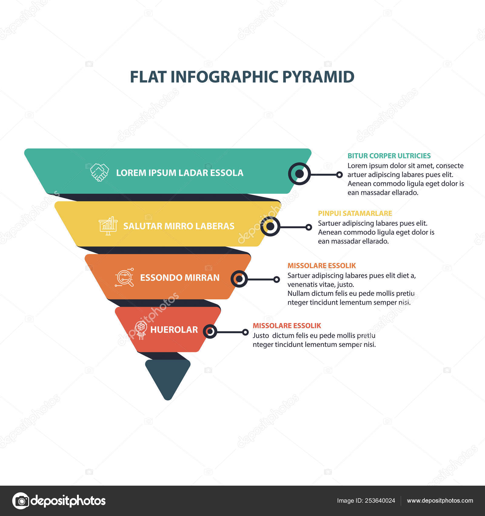 Elemen Elemen Pyramid Infografis Berwarna Dengan Langkah Langkah Dan ...
