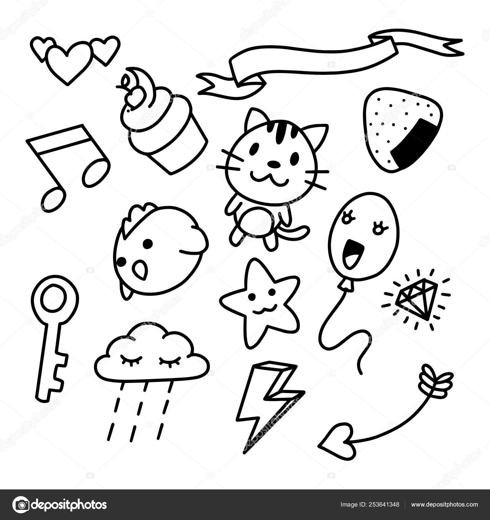 Handdrawn Doodles Various Children Things Cartoon Style Stock Vector by ...