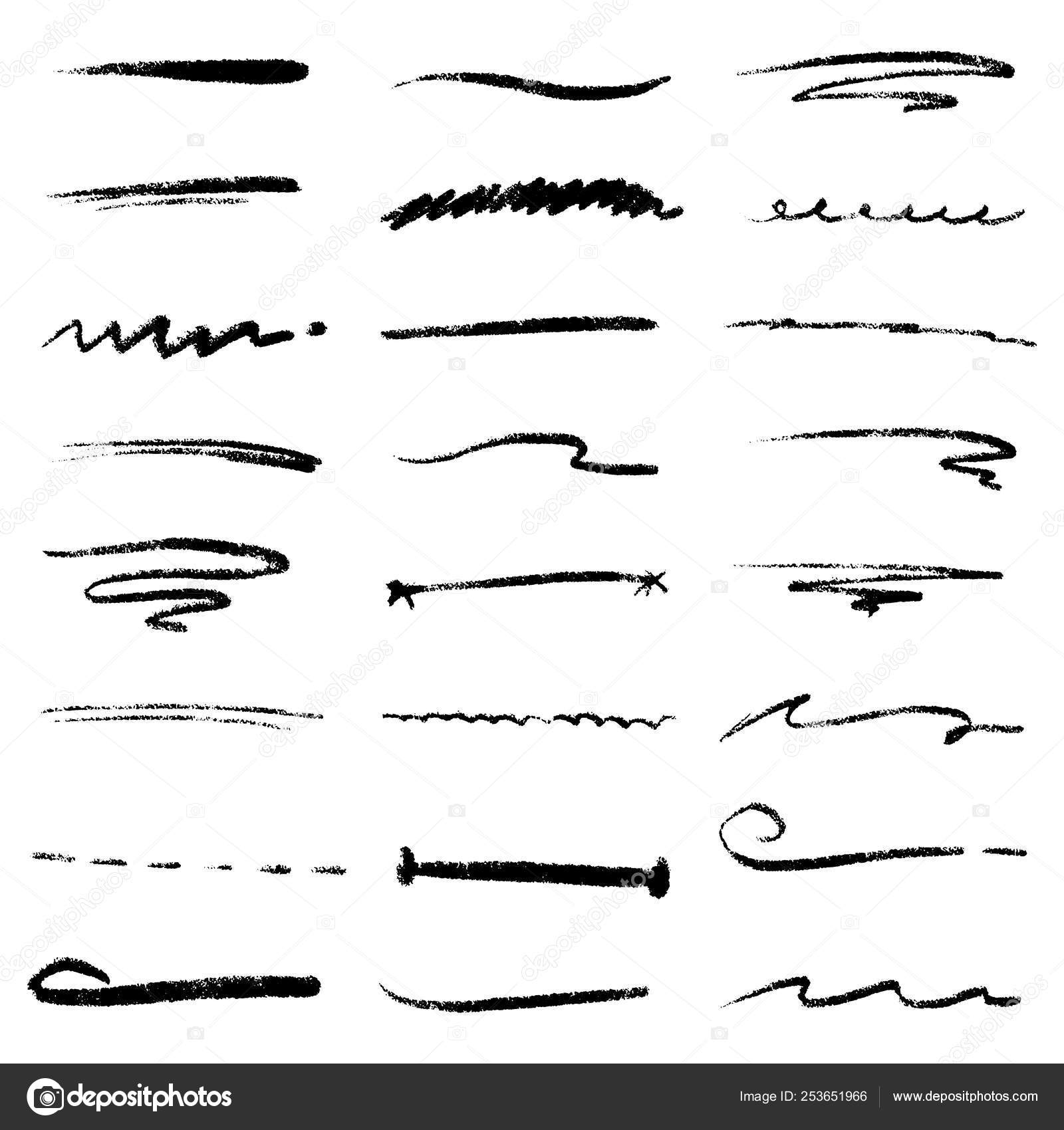Handmade Collection Set Underline Strokes Marker Brush Doodle Style ...