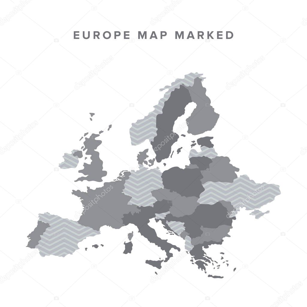 Political map of Europe continent in three color variants isolated on ...