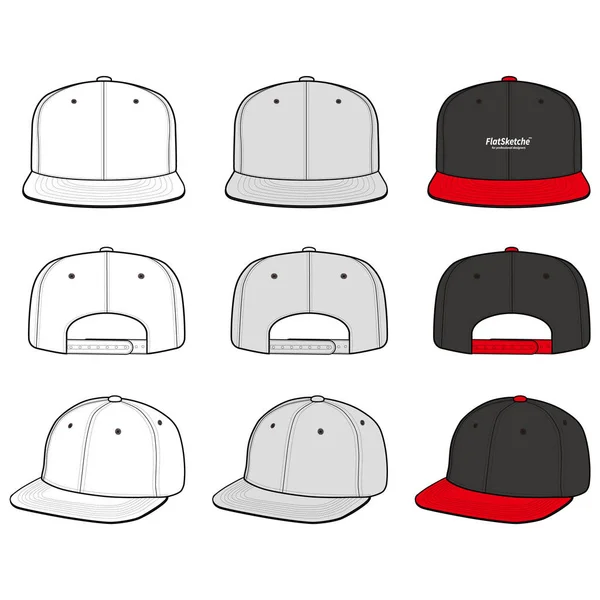 Snapback Cap Fashion Flat Vector Mockup Design Stock Vector Image by ...