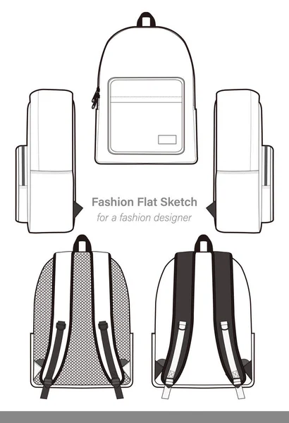 Backpack Fashion Flat Technical Drawing Vector Template Stock Vector ...