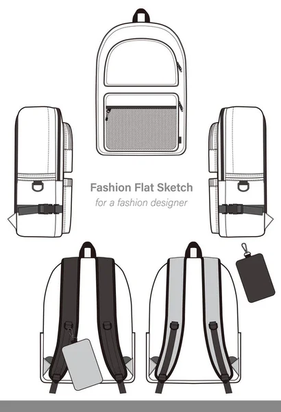 Backpack Fashion Flat Technical Drawing Vector Template Stock Vector ...