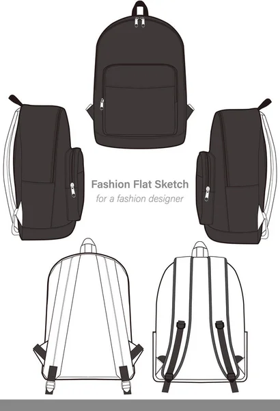 Backpack Fashion Flat Technical Drawing Vector Template Stock Vector ...