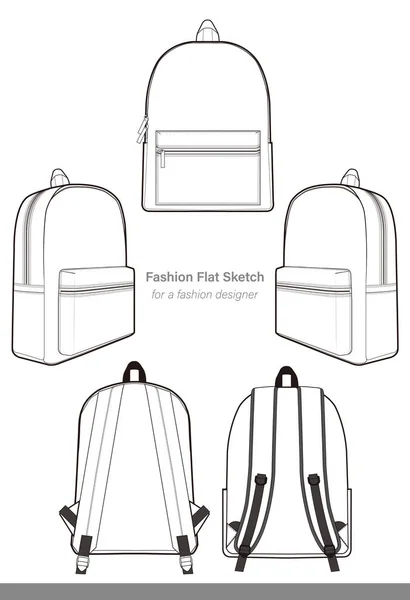 Backpack Fashion Flat Technical Drawing Vector Template Stock Vector ...