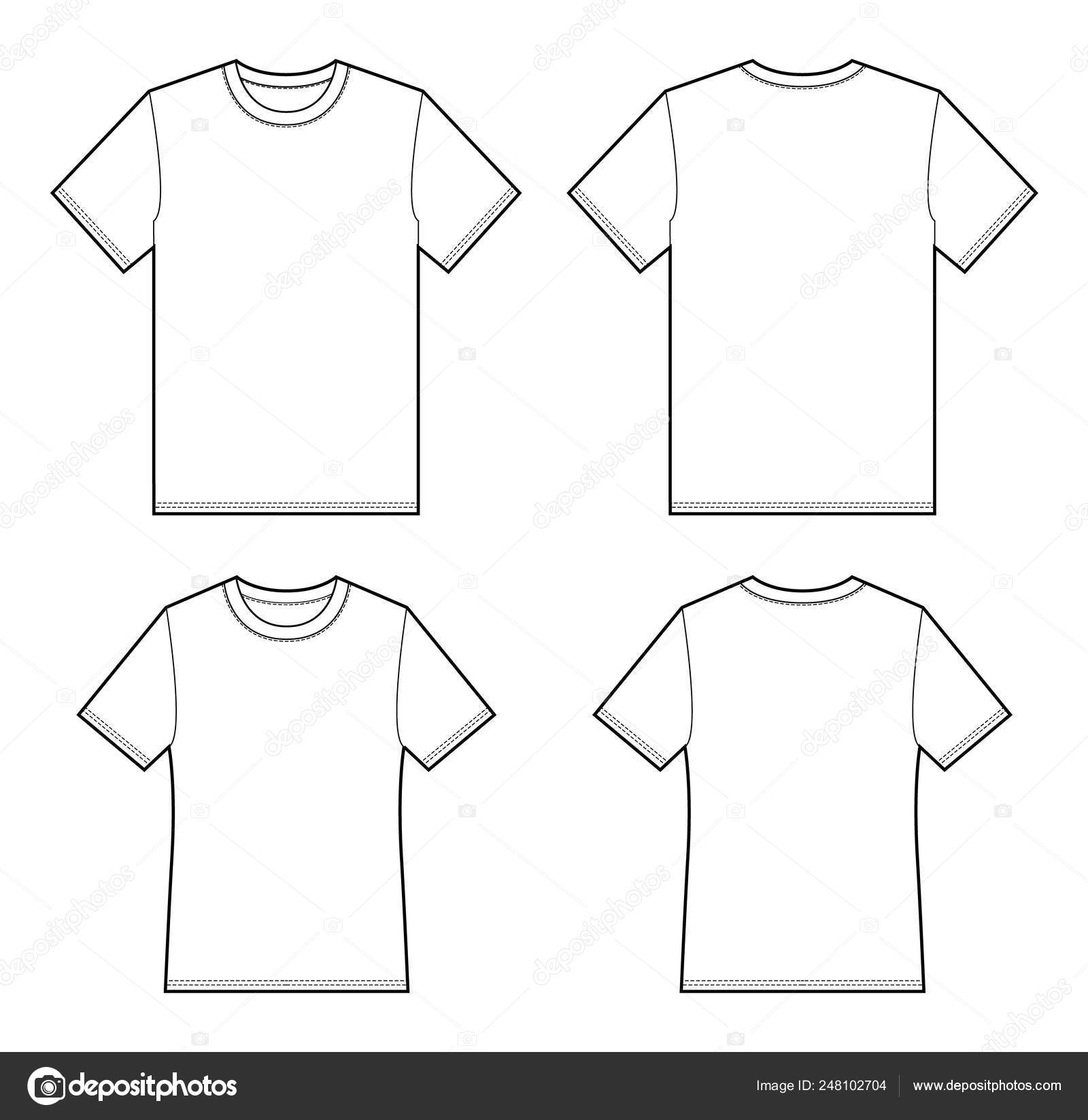 Basic Tee Shirt Fashion Flat Technical Drawing Template Stock Vector by ...