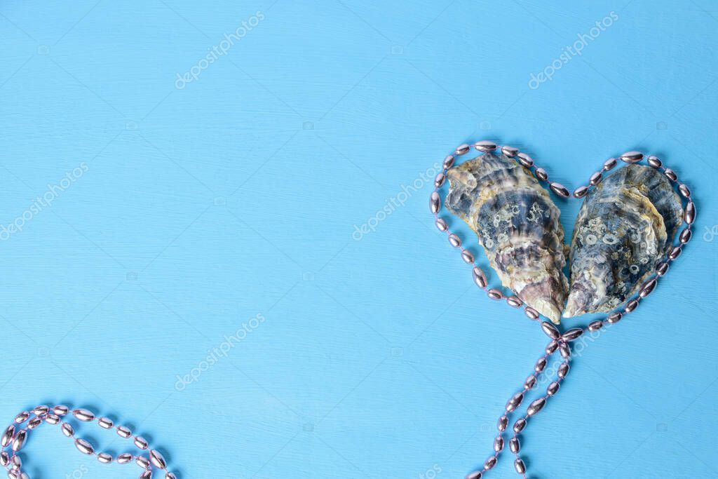 dos conchas de ostra se encuentran en la forma de un corazón en un ...