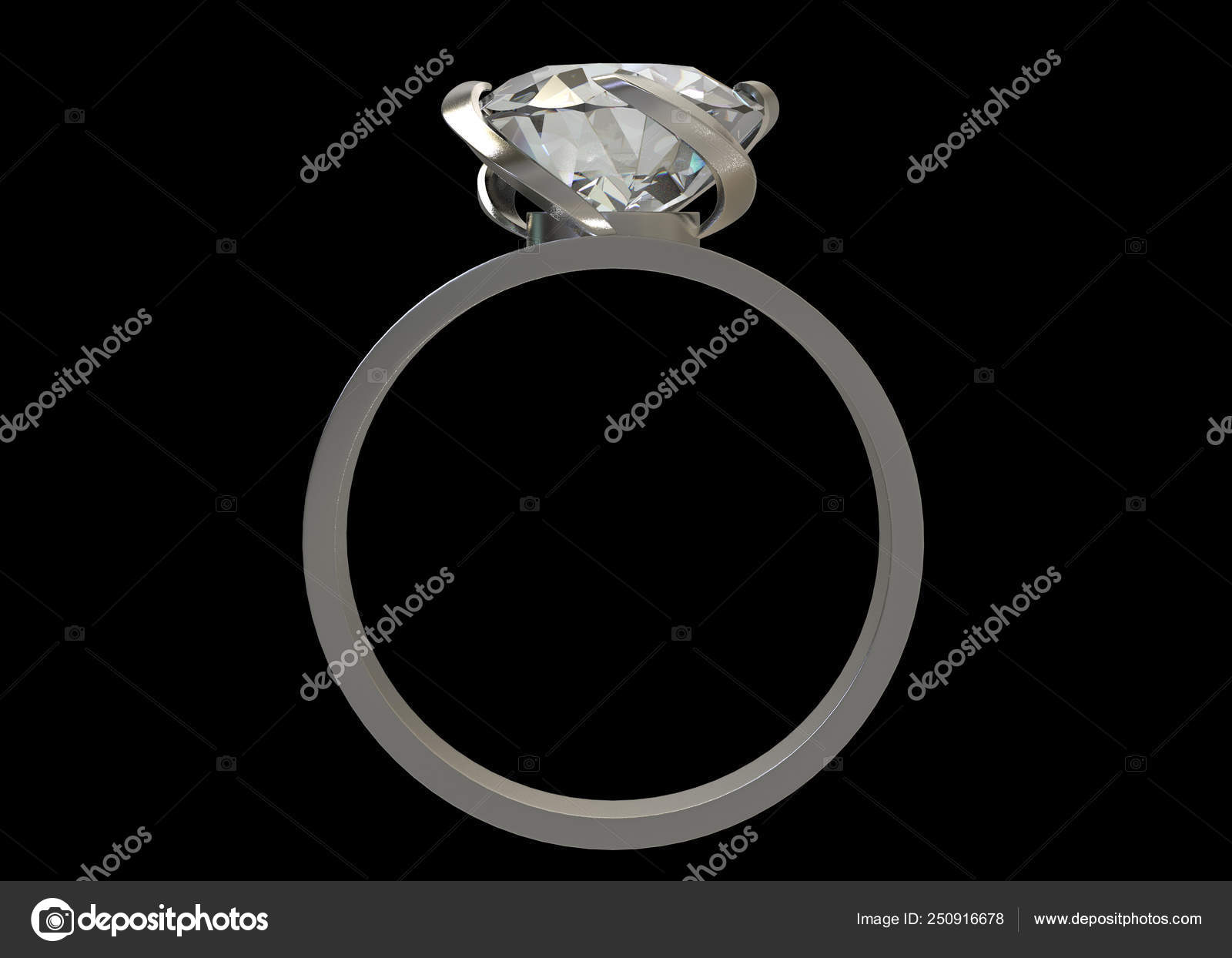 Rendering Front View Luxury Design Diamond Ring Dark Background ...