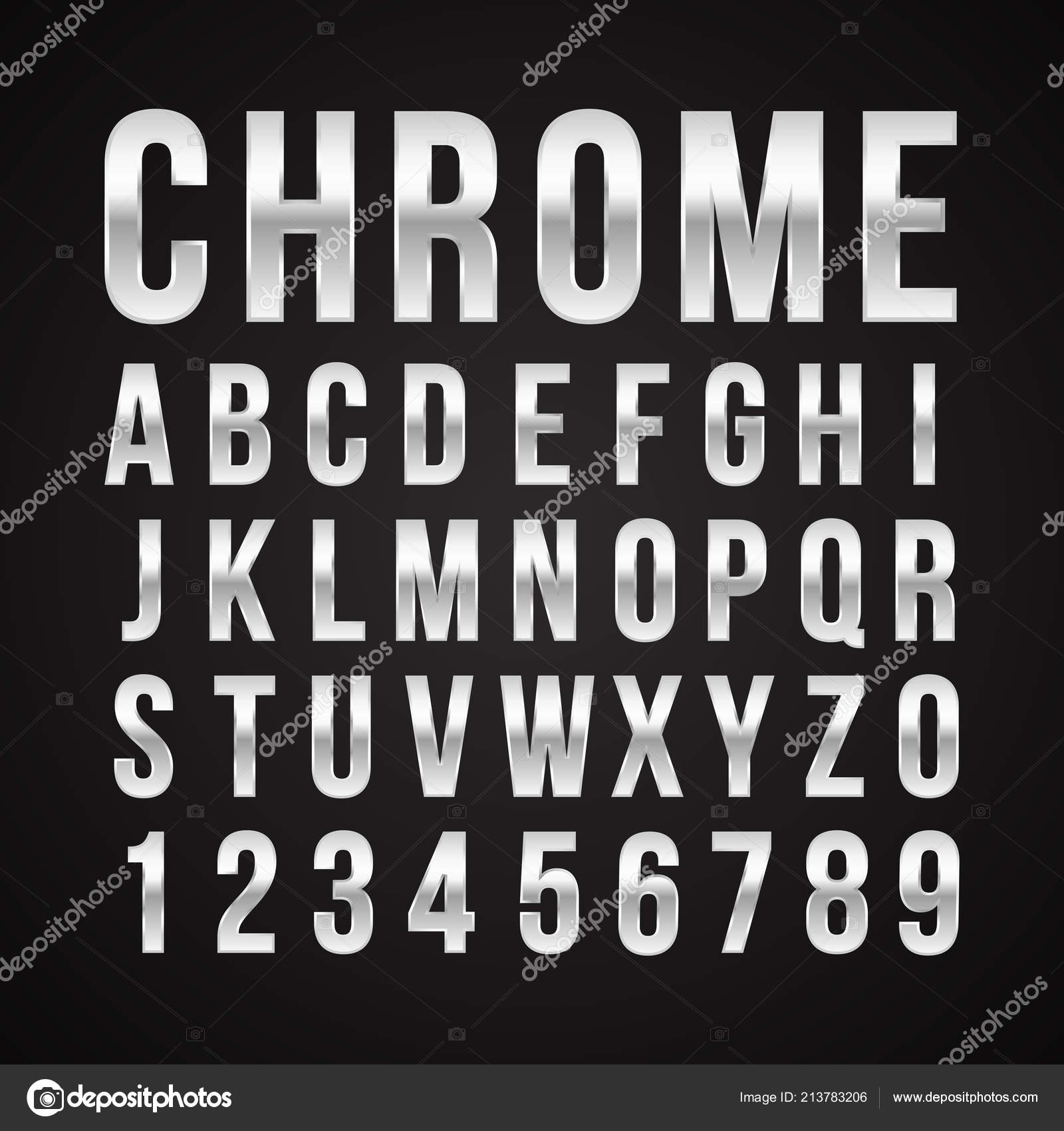 Font Alphabet Number Chrome Effect Vector Format Stock Vector by ...