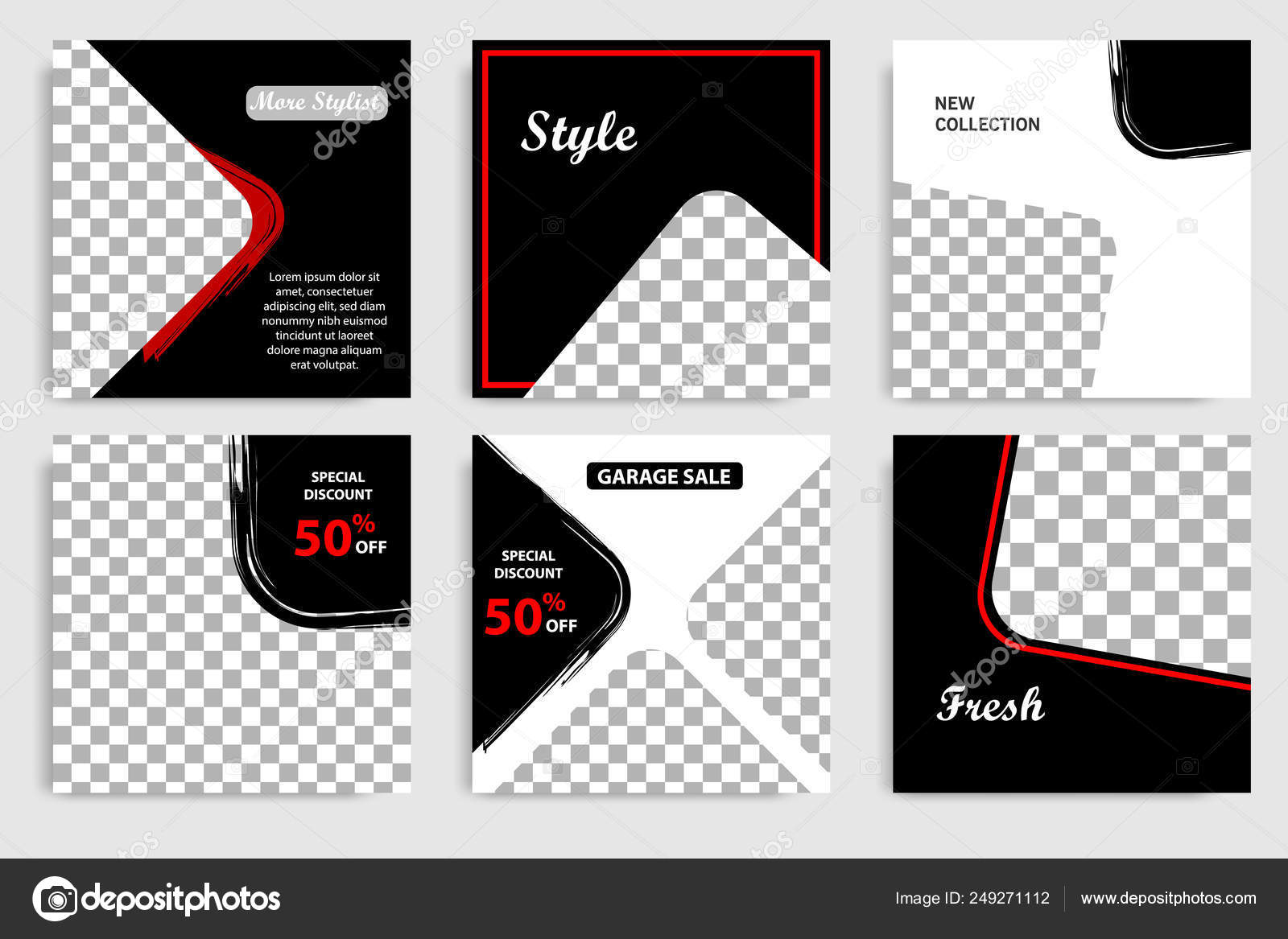 Editable Minimal Square Banner Template Black White Background