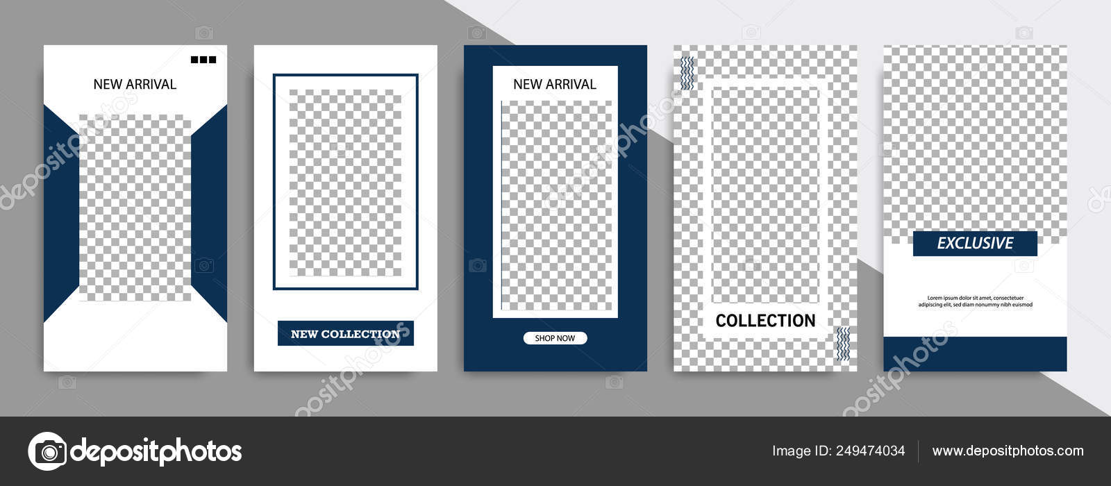 Set Minimalist Dark Blue Indigo Geometric Shape Banner Template ...