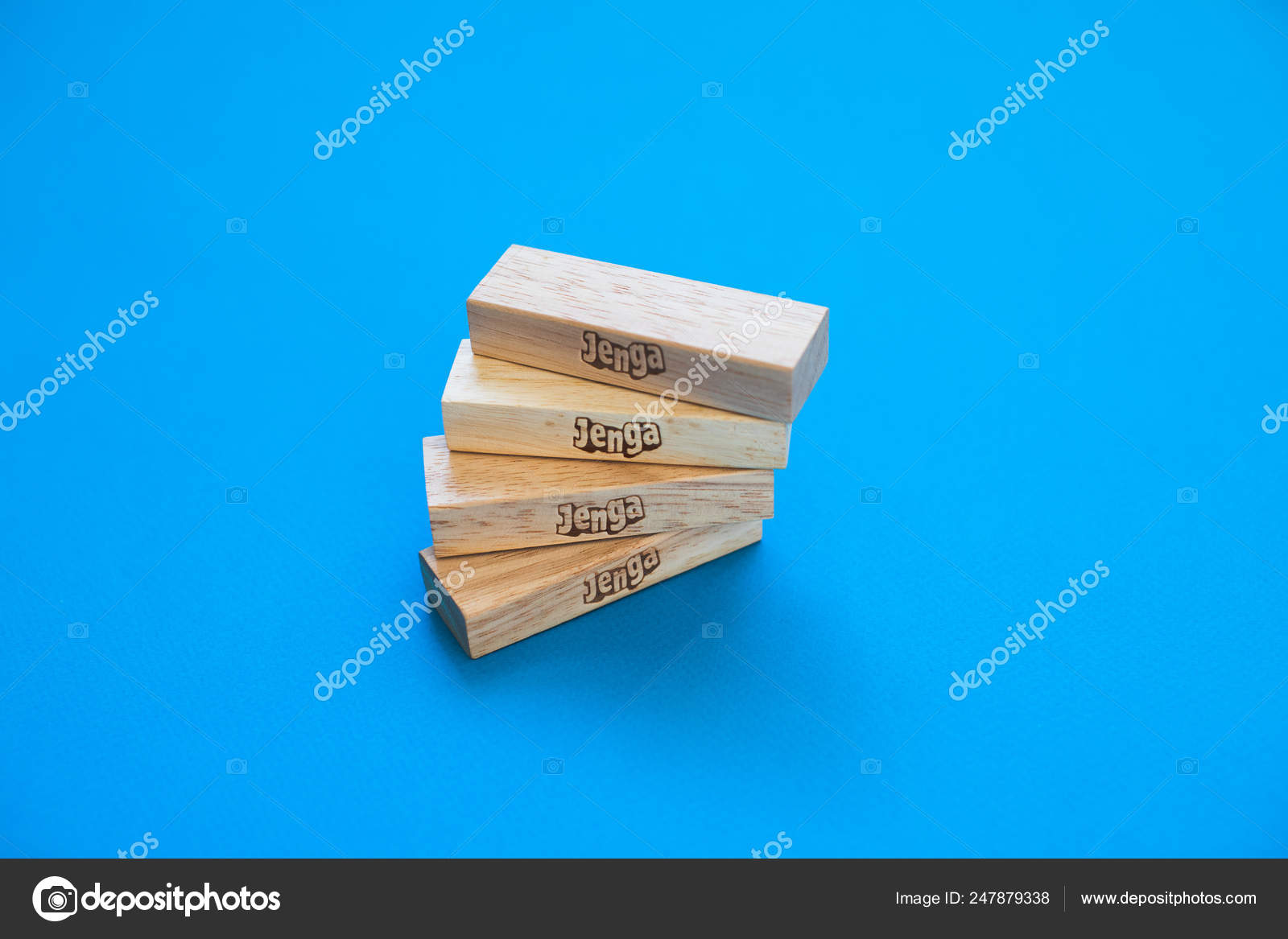 Jenga Tower Game Wood Blocks Blue Background Jenga Game Physical ...