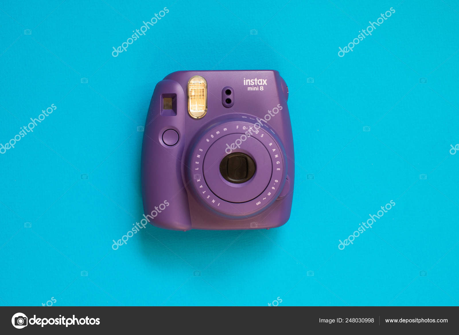 Fujifilm Instax Mini Camera Instant Film Blue Background — Stock ...