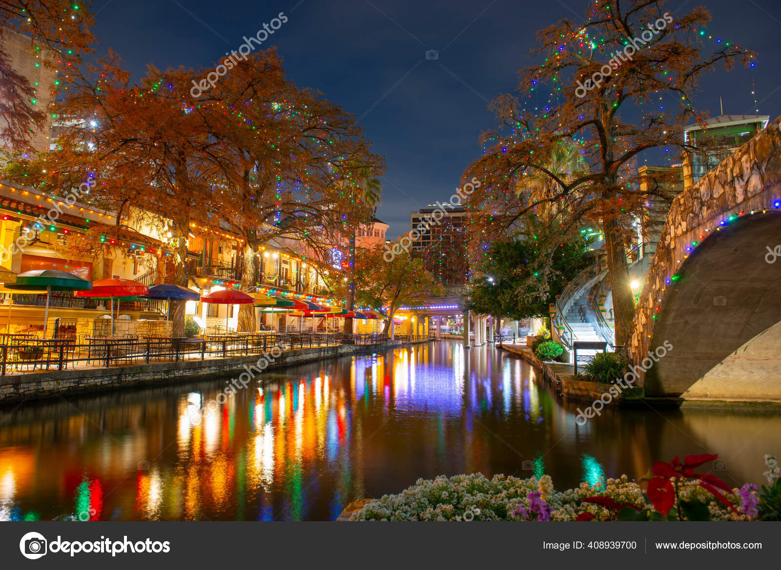 San Antonio River Walk Stone Bridge San Antonio River Alamo Stock Photo ...