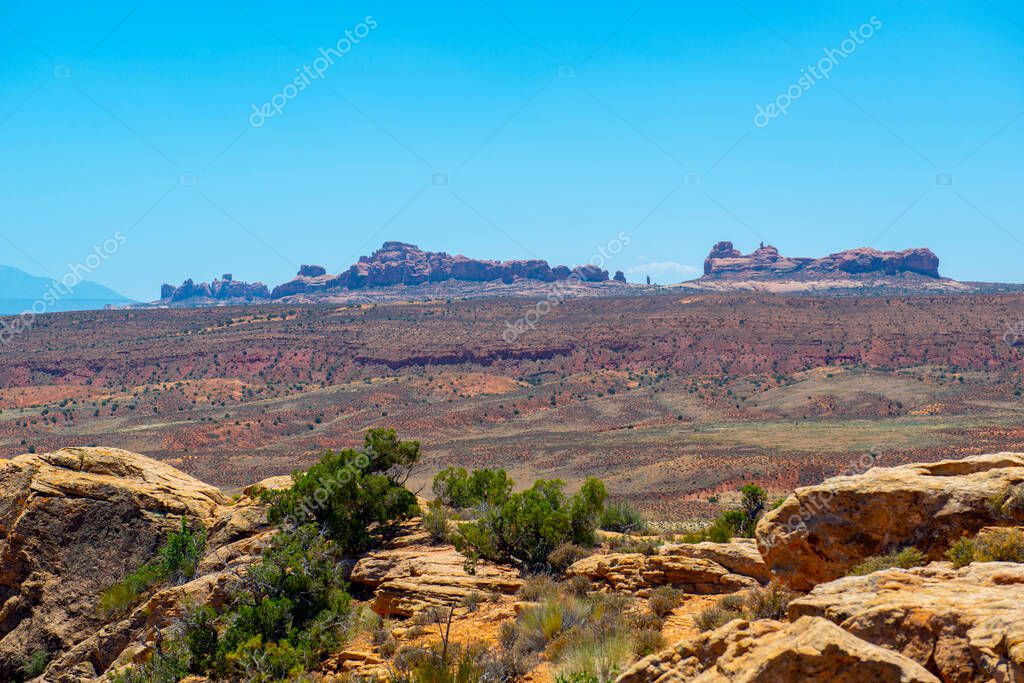 Paisaje de Mesa y Butte en el Parque Nacional Arches, Moab, Utah ...