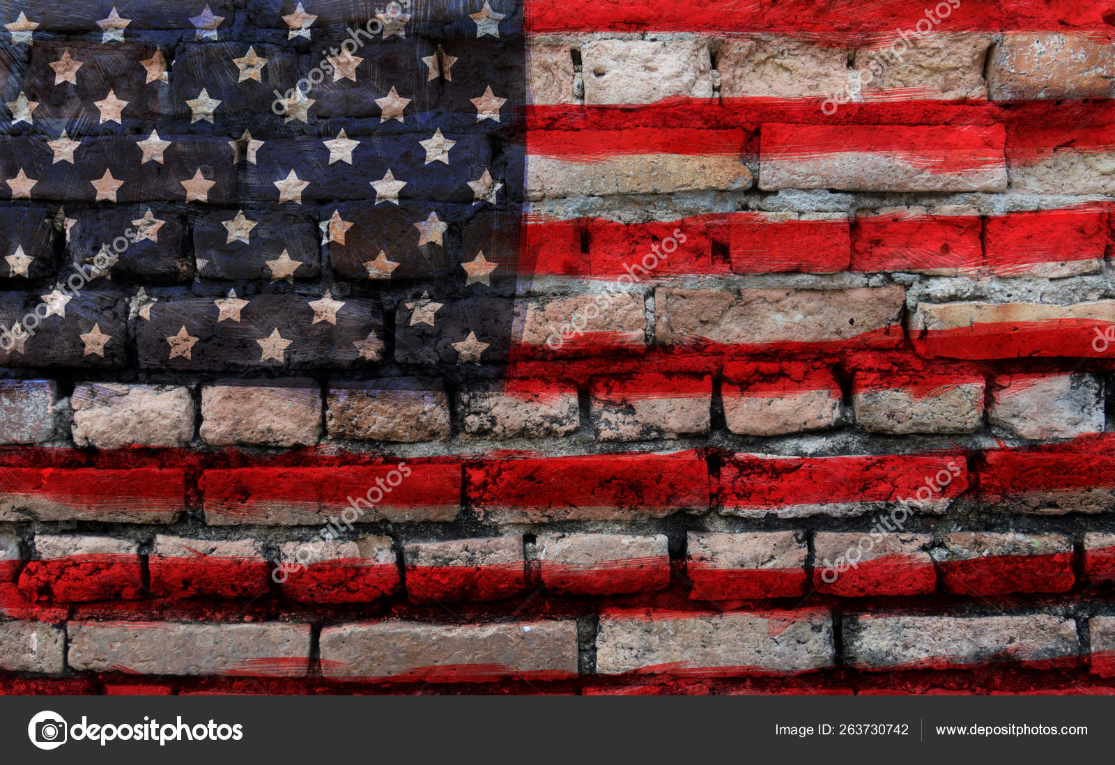 American flag on old brick wall Texture or background ⬇ Stock Photo ...