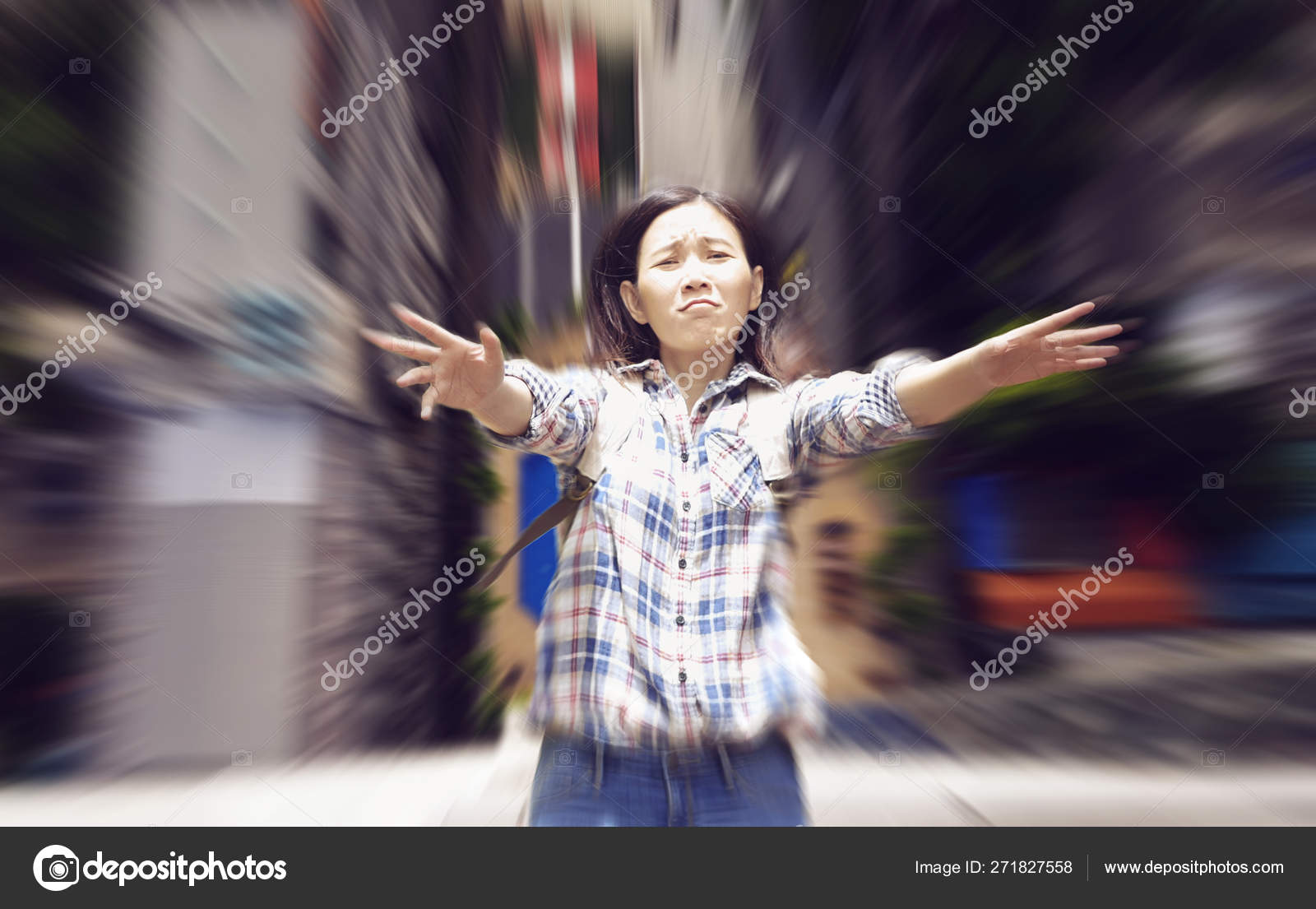 Asian woman falling from high building to the ground trying to raise ...