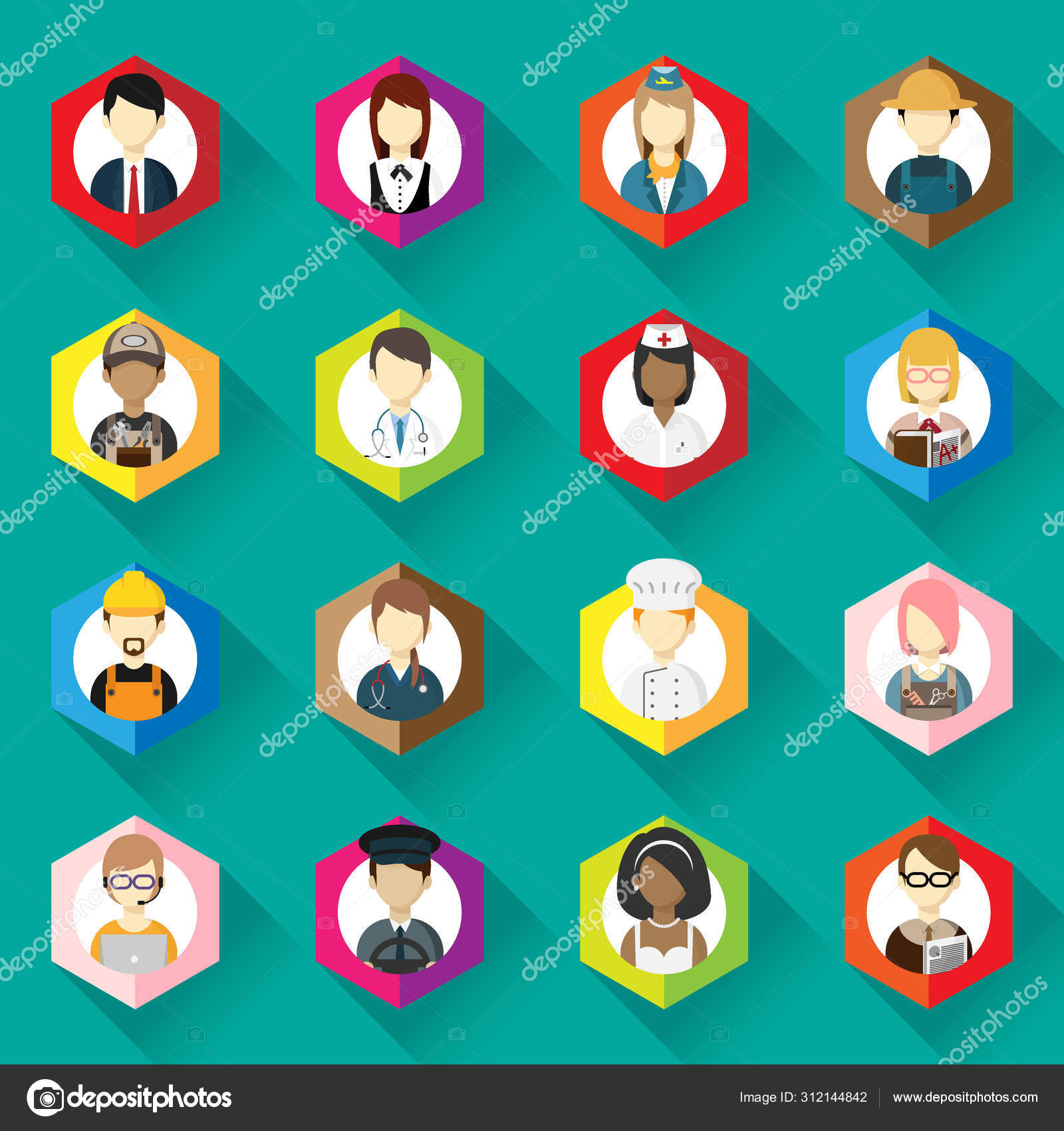 Vector De Iconos Para Diferentes Hombre Y Mujer Colección De Iconos De