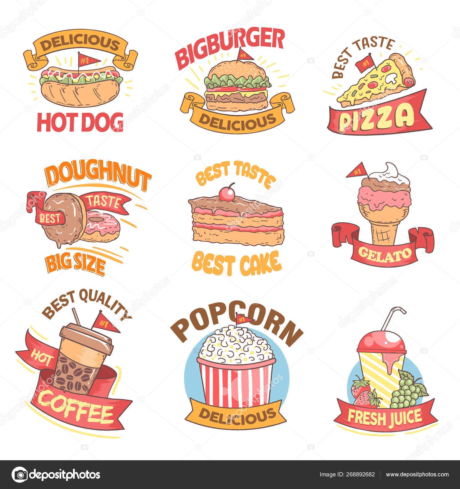 Set Various Junk Food Vector Illustration Stock Vector Image by ©igede ...