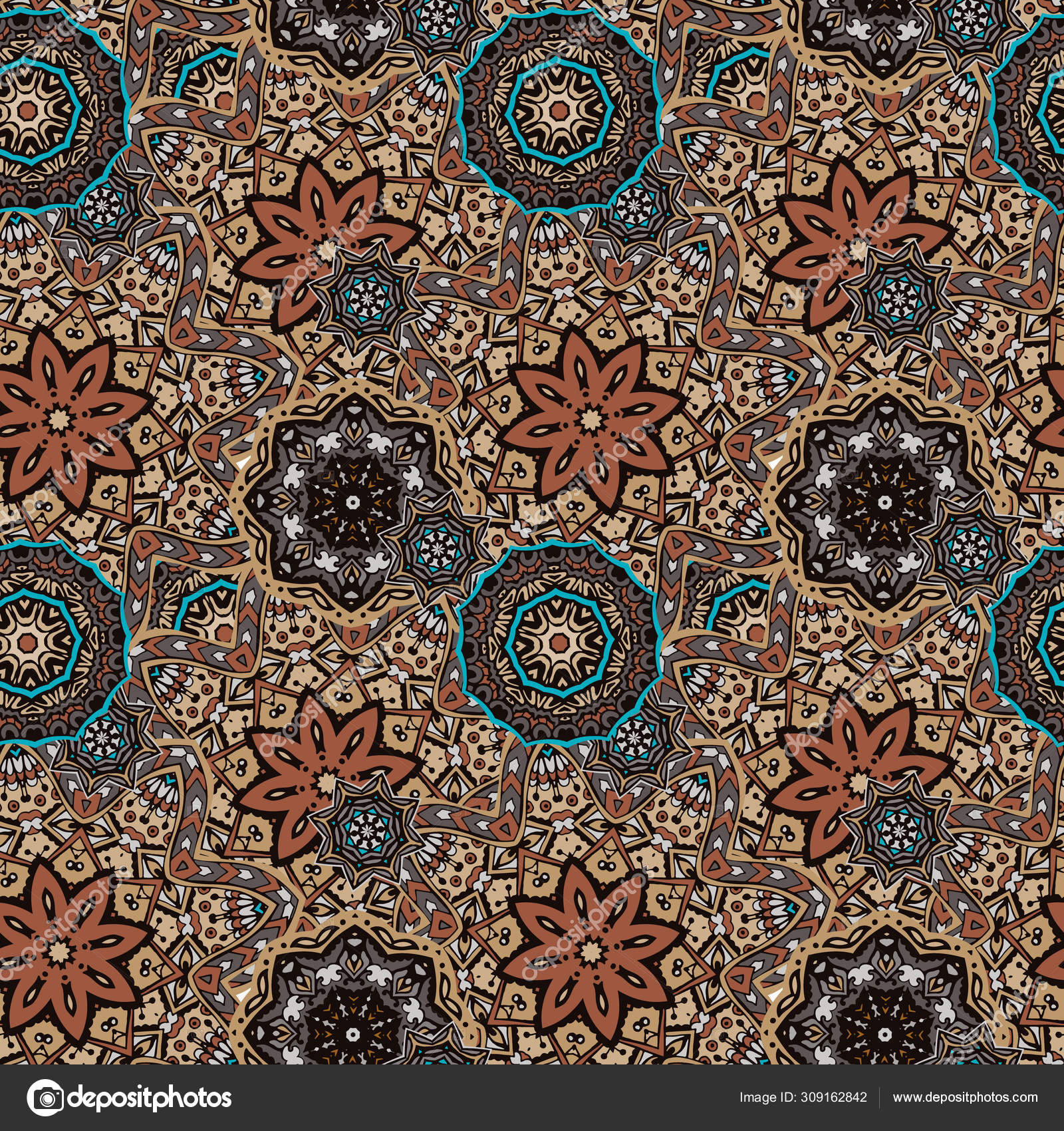 Seamless vector pattern tracery oriental design mandala art Stock ...