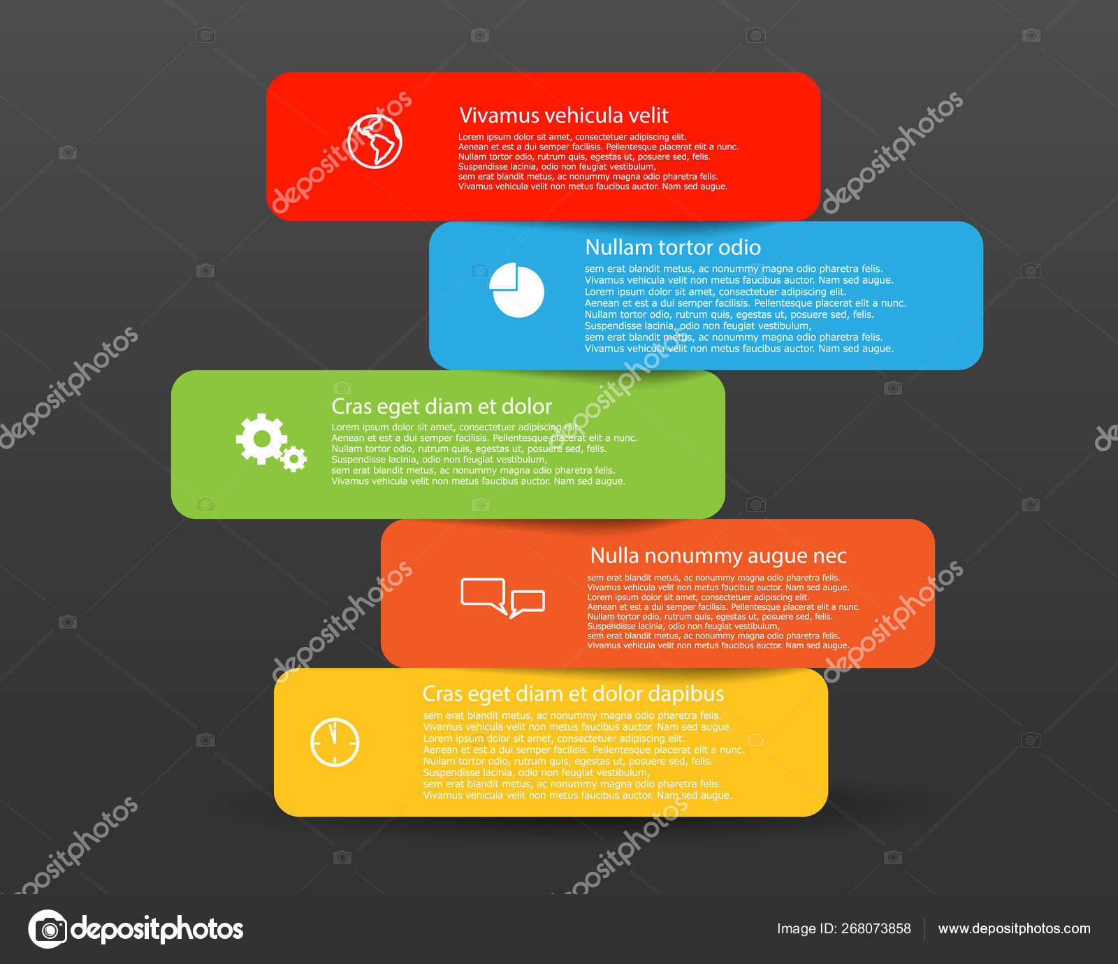 Vector Five Color Boxes Icons Text Shadow Stock Vector Image by ...