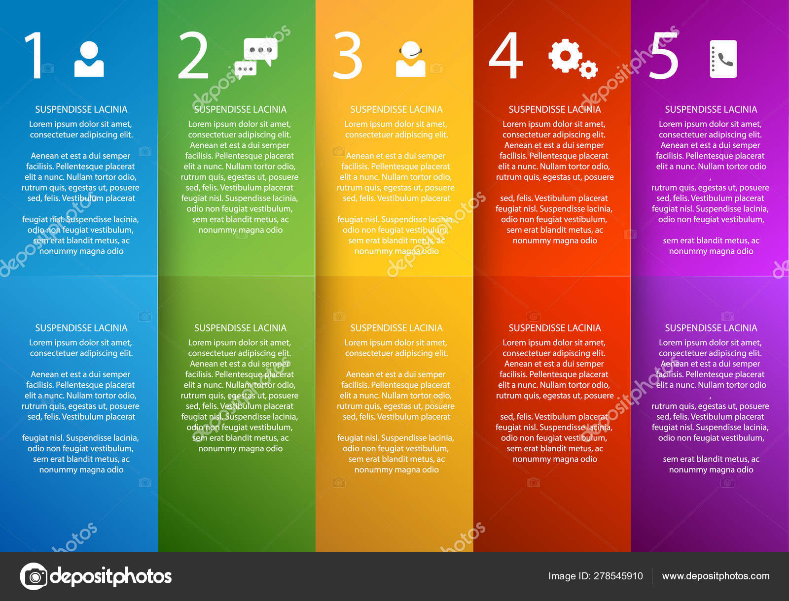 Info graphic Template with five color text box vector Stock Vector ...