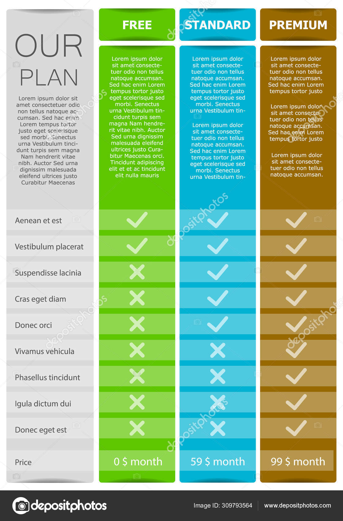 Our Product and Services offer Template. Vector illustration with three ...