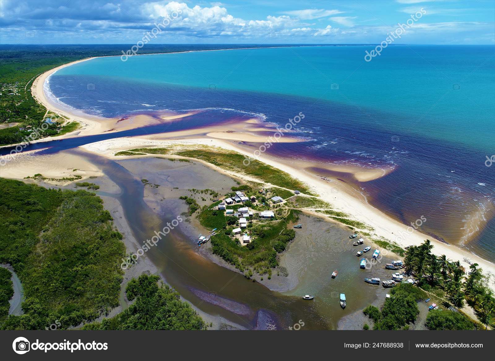 Aerial View Corumbau Beach Caraiva Bahia Brazil Beach Two Colors ...