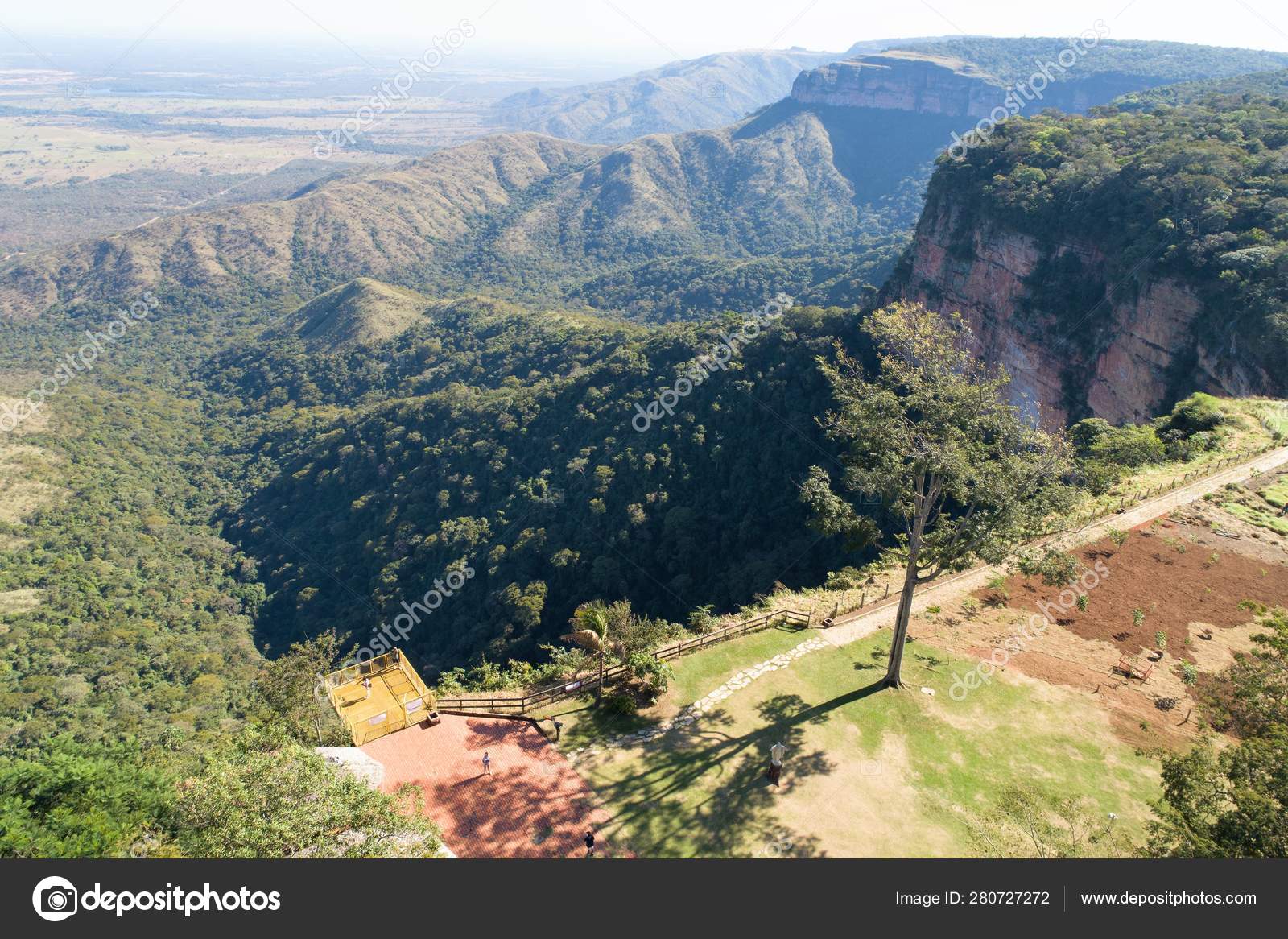 Aerial View Morro Dos Ventos Observatory Chapada Dos Guimaraes Mato ...