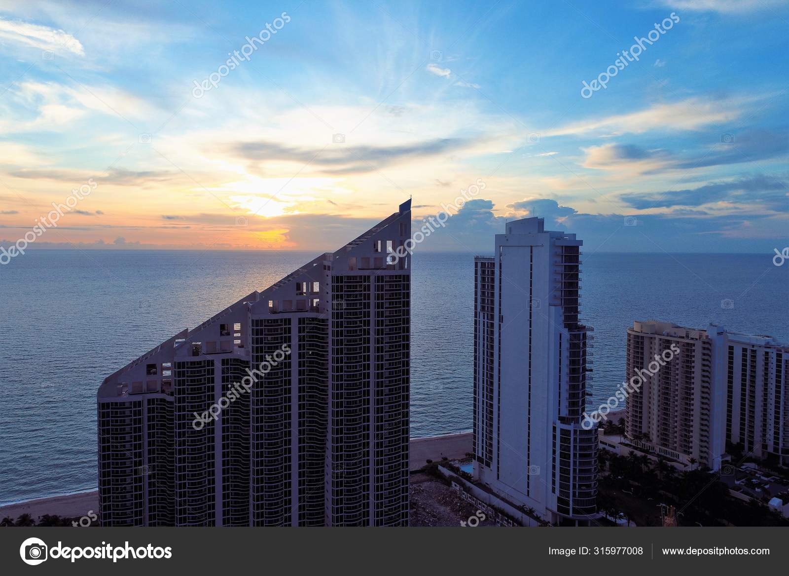 Aerial View Sunrise Sunny Isles Beach Miami United States Great — Stock ...