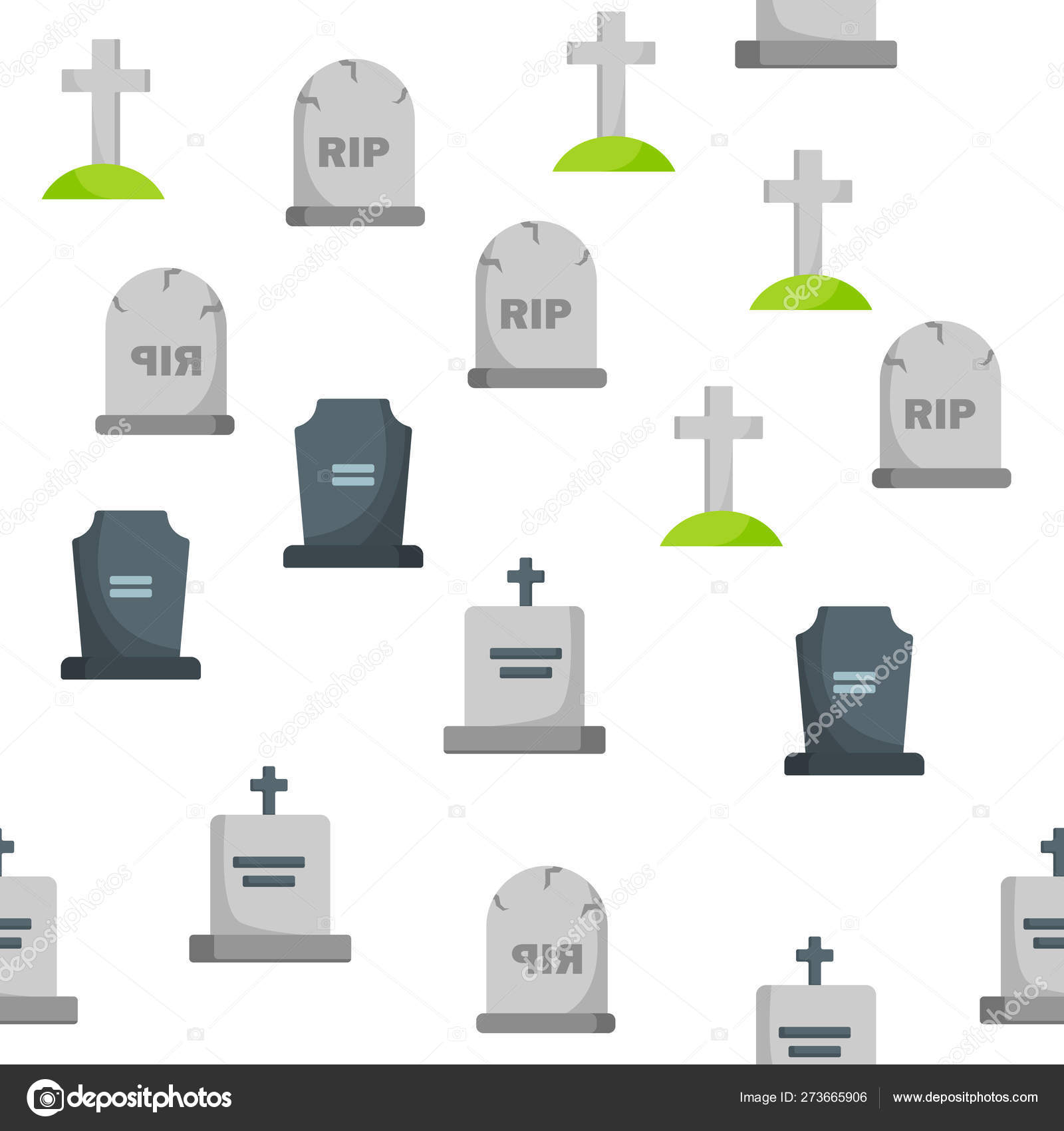 Headstone, Gravestone, Tombstone Vector Seamless Pattern Stock Vector by ©vectorwin 273665906