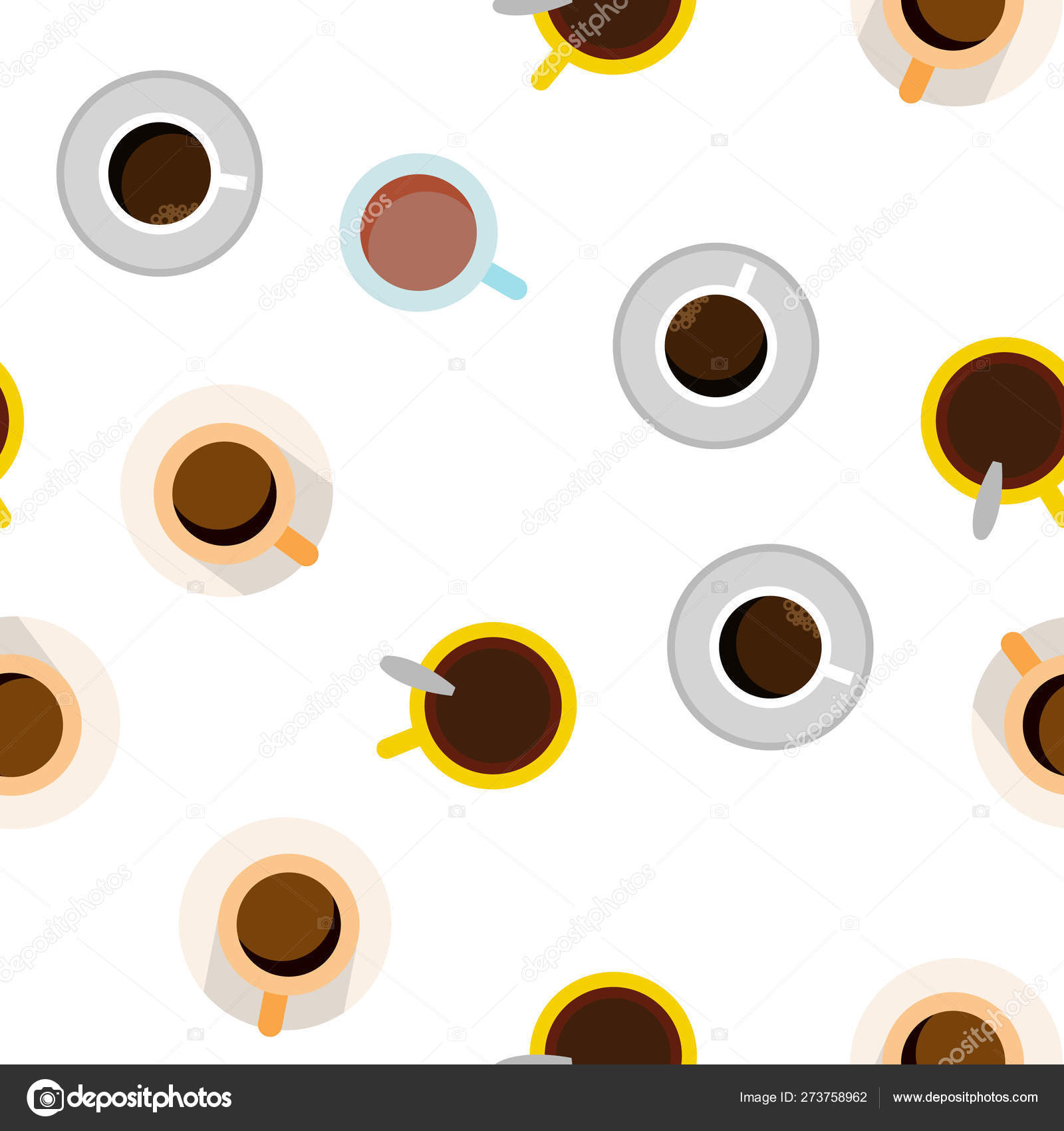 Coffee Mugs Top View Vector Seamless Pattern — Stock Vector © vectorwin ...