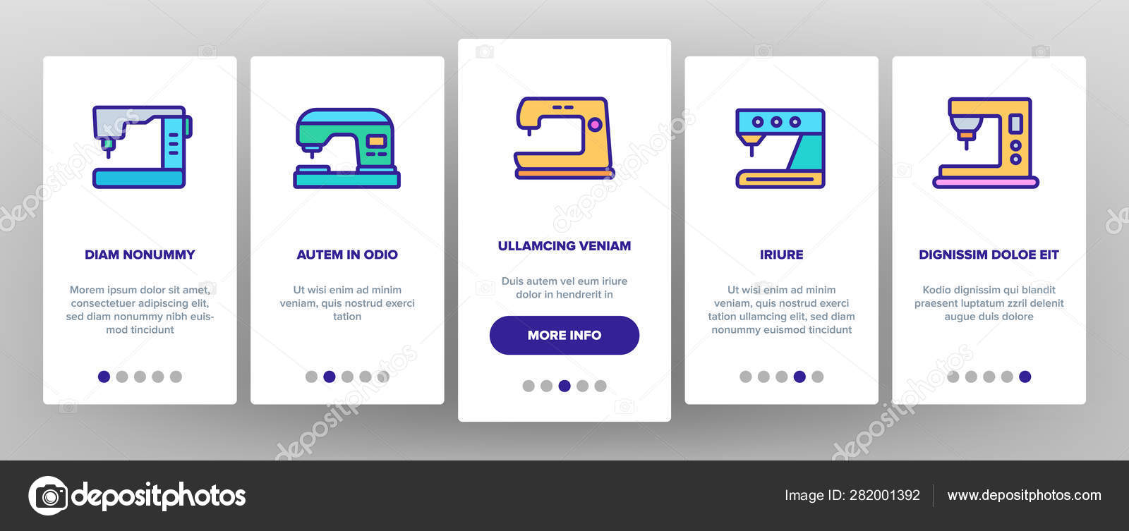 Sewing Machines, Tailor Equipment Vector Onboarding — Stock Vector ...